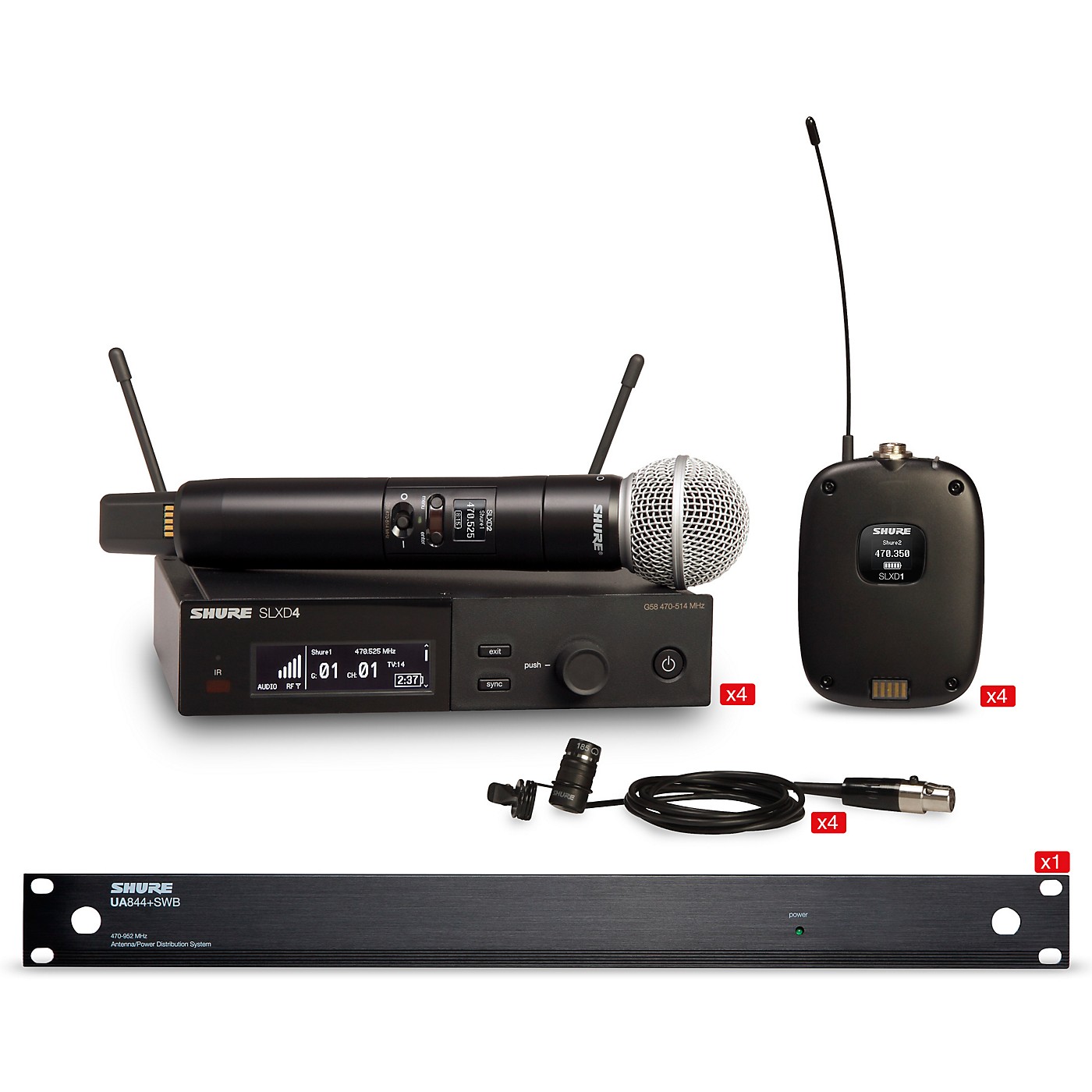 Shure SLXD 4 Combo System Wireless Bundle Band J52 - Woodwind & Brasswind